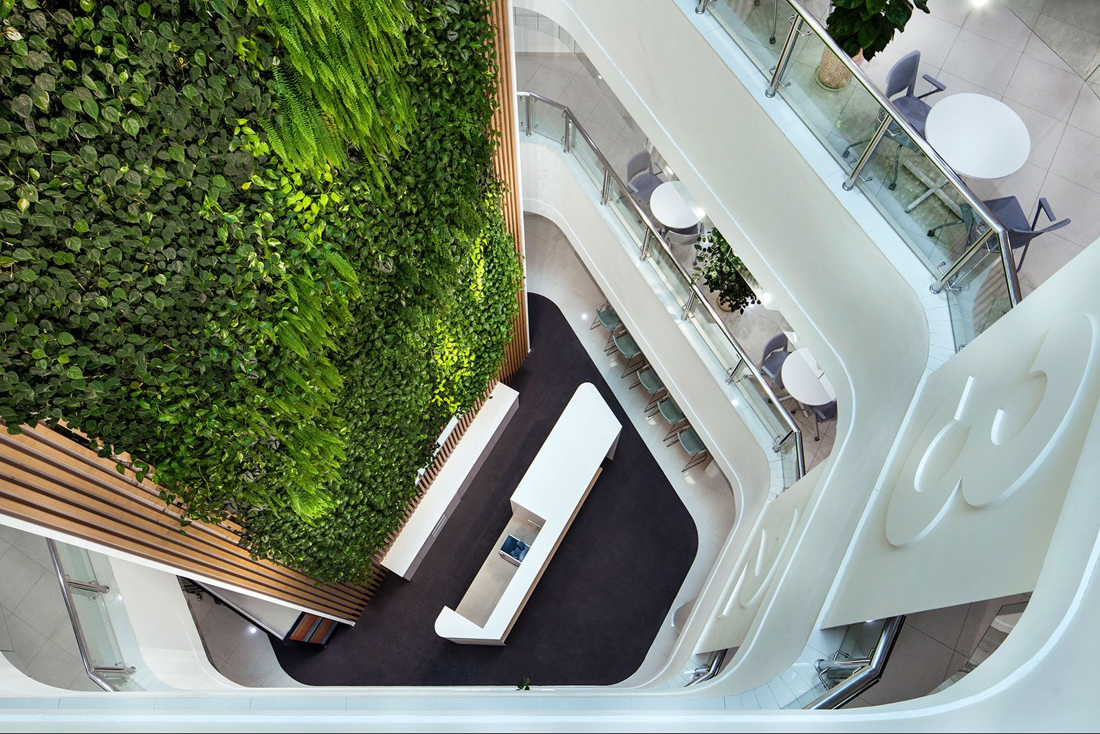 SAP China Vertical Garden | Cascading "Green Waterfall" Atrium by ...